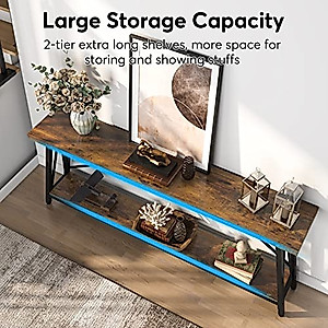 Tribesigns 70.9 Inches Extra Long Sofa Table Behind Couch, Industrial Entry Console Table for Hallway, Entryway & Living Room, Dark Brown