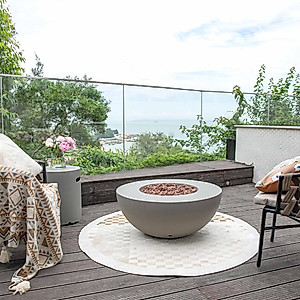 Roca Concrete Fire Pit 34" x 34" Outdoor Patio Firepit Includes Lava Rocks Modern Fire Pits & Outdoor Fireplaces for Garden, Deck, Indoor & Outdoor Heating