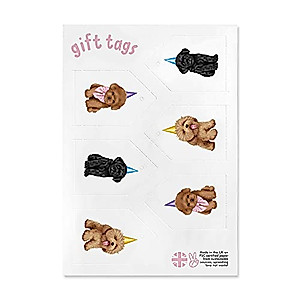 CENTRAL 23 - Happy Birthday Wrapping Paper - Dogs in Hats - 6 Sheets of Birthday Gift Wrap - White Pink and Blue - For Kids - Recyclable