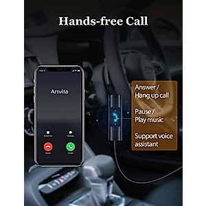 Arsvita Bluetooth 5.0 Cassette to Aux Adapter for Car, Tape Audio Adapter, Hands-Free Call, Charcoal Black