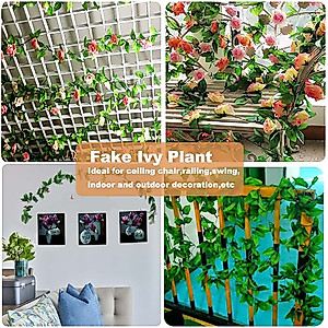 Umefly 3pcs 24 Feet Artificial Hanging Plants Fake Leaves Foliage Flowers Fake Ivy Plant Vine Greenery Garlands for Home Garden Wedding Garland Indoor Outside Decoration
