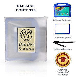 Bam Bino Space Suit Rugged Kids Case for Samsung Galaxy Tab S5e 10.5, Designed in Australia for Children, Built-in Screen Protector, Handle, Stand, Pencil Holder, Shoulder Strap (Galactic Blue)