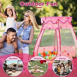 Baby Ball Pit for Toddler: with Star Lights - Pop Up Princess Play Tent for Kids - Indoor Outdoor Baby Girl Toys Birthday Gifts - NO Balls (Pink Tent)