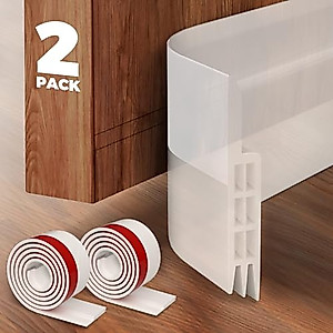 Holikme 2 Door Draft Stopper - Under Door Draft Blocker Insulator - 37" Length (Transparent)