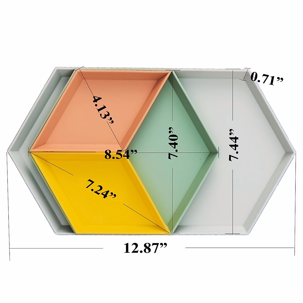 Serving Trays, Flat Trays Plastic Jewelry Tray Trinket Dish, UNIKON Small Storage Platters Food Serving Platter Set of 4, Great for Organization, Display, Decoration