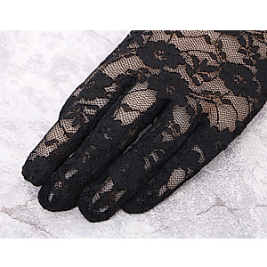 Simplicity Bridal Gloves Lace Wrist Length Special Occasion Wear, Black with Lace Wrist