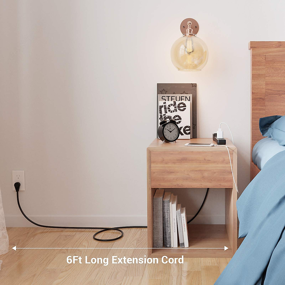 DEWENWILS 2-Pack 6-Outlet Power Strip Surge Protector, 6Ft Long Extension Cord, Low Profile Flat Plug, 15 Amp Circuit Breaker, 500 Joules, Wall Mount, Black, UL Listed