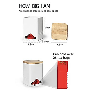 QUXIJA Ceramic Tea Bag Storage Organizer Caddy Holder with Lid (White)