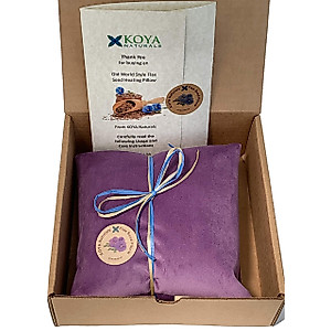 KOYA Naturals Soft Velvet Flax Seed Pillow with Lavender - Microwave Heating Pad – Microwavable Moist Heat Pack – for Neck, Muscle, Joint, Stomach Pain, Menstrual Cramps – Warm Wrap (Purple)
