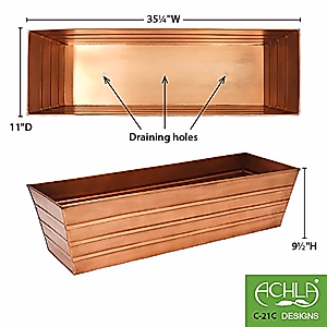 Achla Designs C-21C Plated Flower Box, Window Flowerbox Planter, Large, Copper