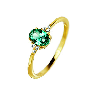 Michooyel 18K Gold Plated Dainty Emerald Rings Oval Cut Diamond Sterling Silver Statement Rings Cute Rings for Women
