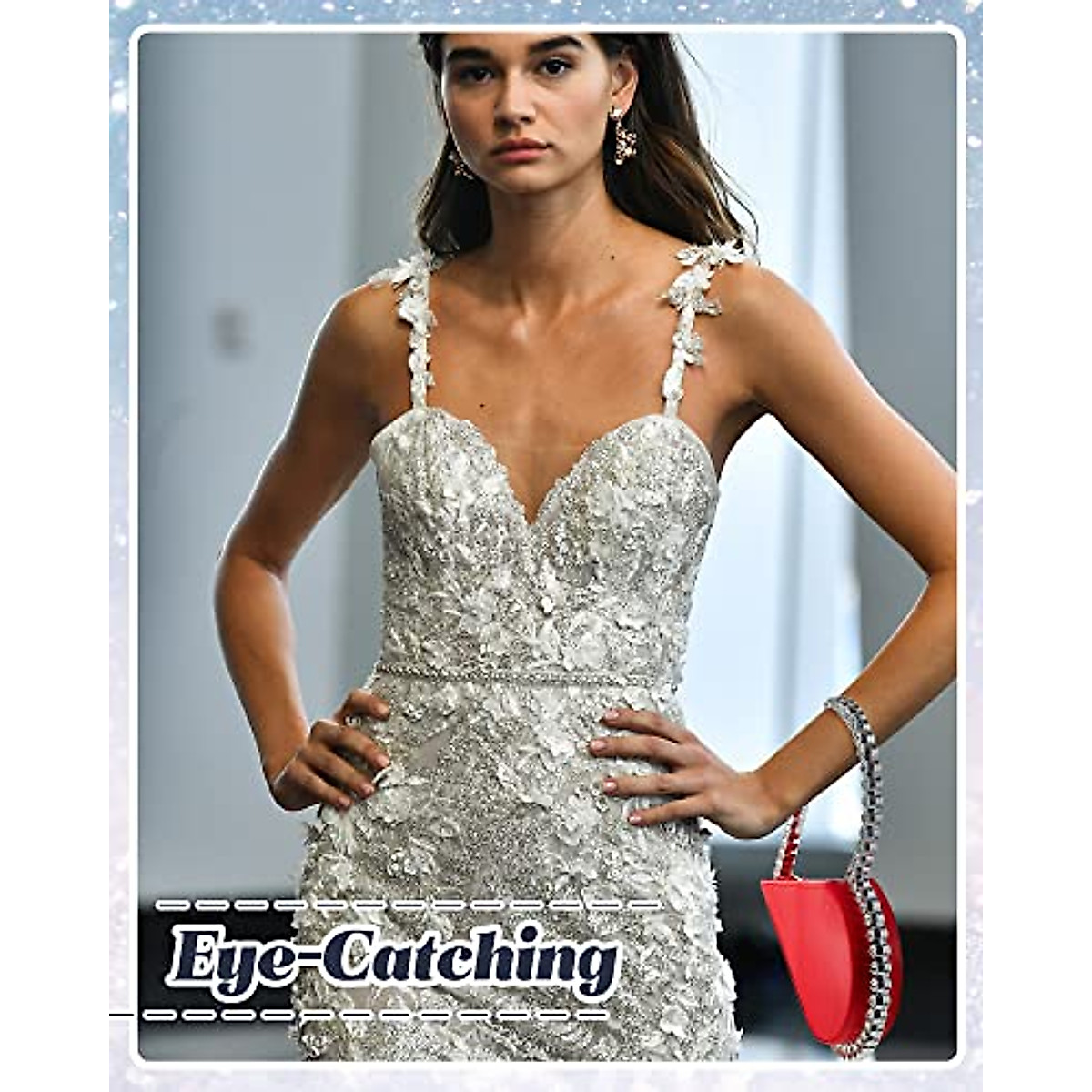 2 Pcs Evening Clutch Bag Mini Heart Shape Purse Rhinestone Diamond Clutch Wedding Party Purse Handbag for Women