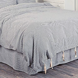 Piper Classics Farmhouse Ticking Stripe Blue Queen Duvet Cover, 100% Cotton