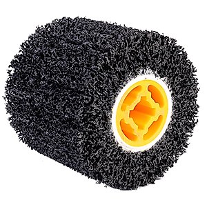 SHITIME 4.5" x 4" Abrasive Drawing Wheel Surface Conditioning Tool, 40 Grit Abrasive Drum for Metal Polishing Paint, Rust, Oxidation - 3/4" Quad Keyway for Hand held Polishing Machine