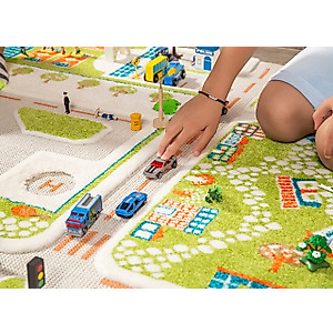 IVI Mini City Thick 3D Kids Play Mat Rug, 71" L x 53" W, Non-Toxic, Stain Resistant, Educational Montessori Activity Toys for Kids