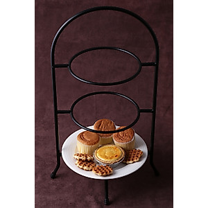 Creative Home Iron Works 3-Tier Metal Dessert Plate Rack Party Food Server, 18-1/2" H, Black