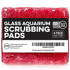 [4 Pack] Aquarium Cleaner for Glass Walls - Aquarium Scrubber - Hand Held Scraper Pad - Made in USA - Fish Tank Cleaning Tools Won't Scratch Glass - Aquarium Sponge for Turtle & Fish Tank