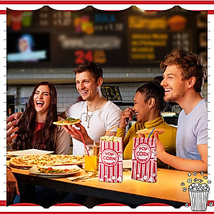 Potchen 300 Pcs Paper Popcorn Bags 2 oz Grease Resistant Individual Servings Tear Holders Red and White Container for Carnival Movie Party Supply, 5.5 x 11.2 Inch