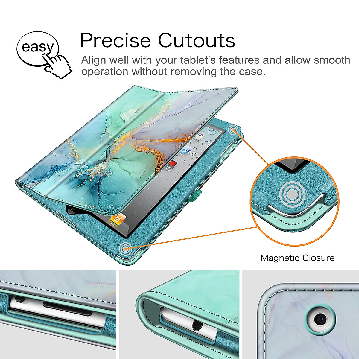 Fintie Folio Case for iPad 4th Generation (2012 Model), iPad 3rd Generation (2012 Model), iPad 2 (2011 Model) 9.7 inch Tablet - Smart Stand Protective Cover with Auto Sleep Wake, Emerald Marble