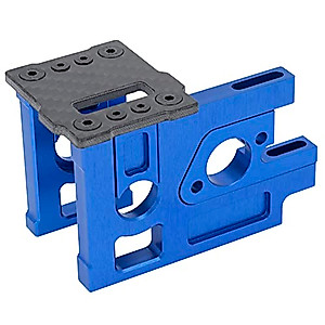 DKKY Aluminum 7075-T6 Motor Mount Set Motor Base Carbon Fiber Differential Cover for 1/8 Sledge 4WD Monster Truck 95076-4 49mm Motor RC Model Car Parts (Blue)