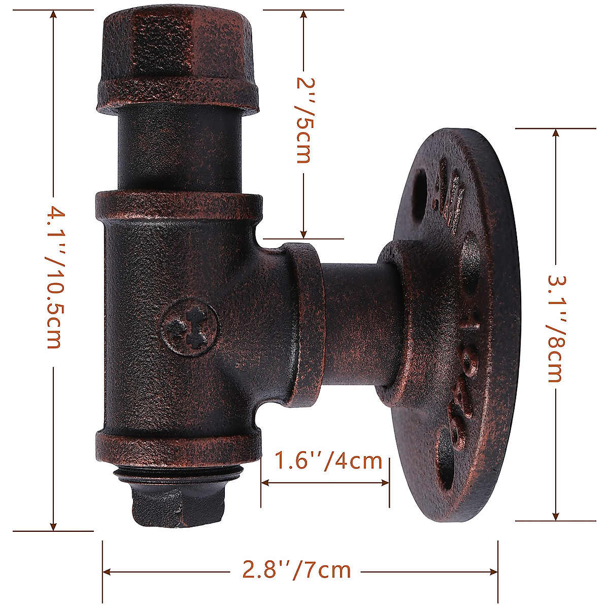 HOEMLIM Pipe Towel Robe Hooks Holder Rustic Industrial Wall Hooks for Hanging Farmhouse Coat Hook Rack Vintage Heavy Duty Clothes Hat Hanger(Red Bronze,3 Pack)