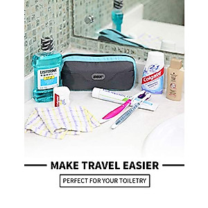 GOX Premium Toiletry Bag, Dopp Kit Case For Travel, Multifunction Cosmetics Organizer Pouch(Grey/Sky blue)