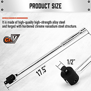 HORUSDY 1/2 Breaker Bar | 17-inch Length | Rotating Flex Head | CR-V Steel Breaker Bar 1/2 inch Drive