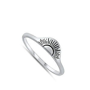 Engraved Boho Sunrise Festival Fashion .925 Sterling Silver Band Size 9