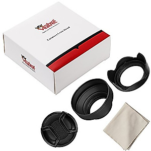 Veatree 67mm Lens Hood Set, Collapsible Rubber Lens Hood with Filter Thread + Reversible Tulip Flower Lens Hood + Center Pinch Lens Cap + Microfiber Lens Cleaning Cloth, Canon EW-73B Replacement