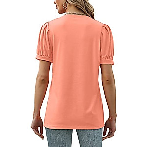 T Shirts for Women Short Sleeve Tops Beach Summer Tee Shirts Oversized Coral 2XL