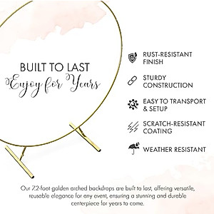 7.2FT Round Backdrop Stand - Circle Backdrop Stand Gold Balloon Arch Frame kit - Metal Wedding Arch Backdrop Stand - Circle Arch Gold Arch for Parties, Wedding, Baby Shower Decorations