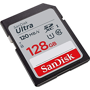 SanDisk 128GB Ultra UHS-I Class 10 U1 SDXC Memory Card, 120MB/s Read, 10MB/s Write