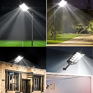 Ofuray 4600W and 7500W Solar Street Light Outdoor Waterproof,Solar Parking Lot Lights Commercial Dusk to Dawn, 6500k IP67 Street Led with Remote Control for Street,Court,Barn