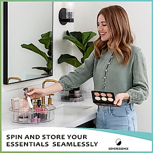 Clear Lazy Susan Organizer 12" & 9" Set - Lazy Susan for Refrigerator, Turntable for Cabinet with Removable Dividers, 12 Inch Pantry Lazy Susan, Plastic Turntable Organizer Solution - by Soveressence