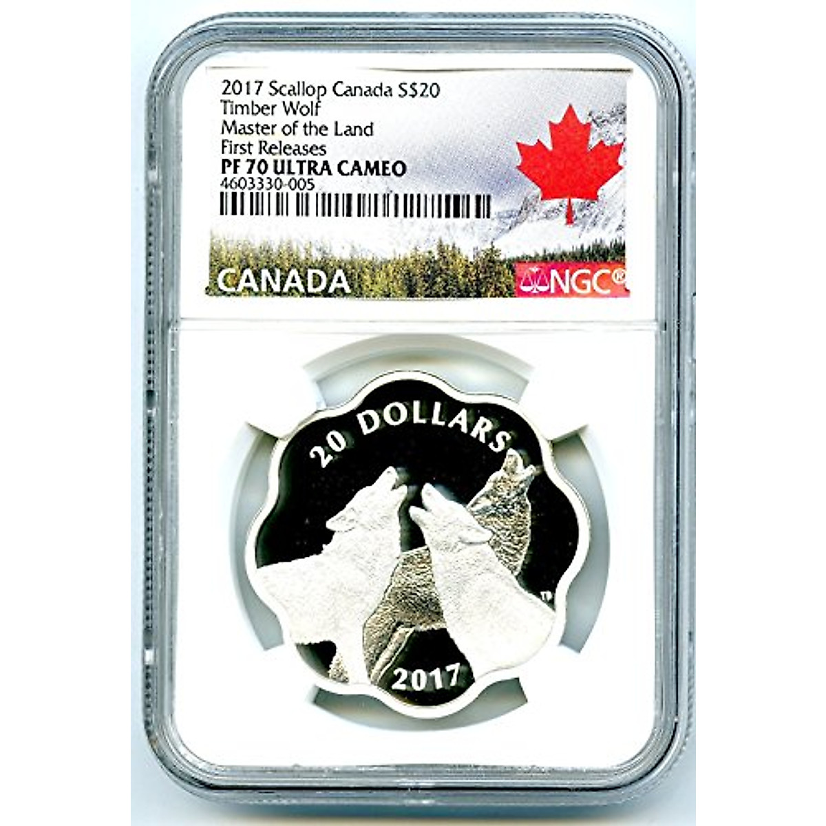 2017 CA Canada $20 Silver Proof Timber Wolf Master of the Land FIRST RELEASES UCAM $20 PF70 NGC