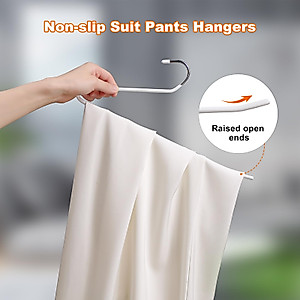 JOYBOS Pants Hangers Space Saving - 30 Pack Open Ended Hangers for Pants - Scarf Organizer Hanger for Closet - Metal Non Slip Jean Hanger - White Pant Hangers for Jeans,Trouser,Leggings,Slacks