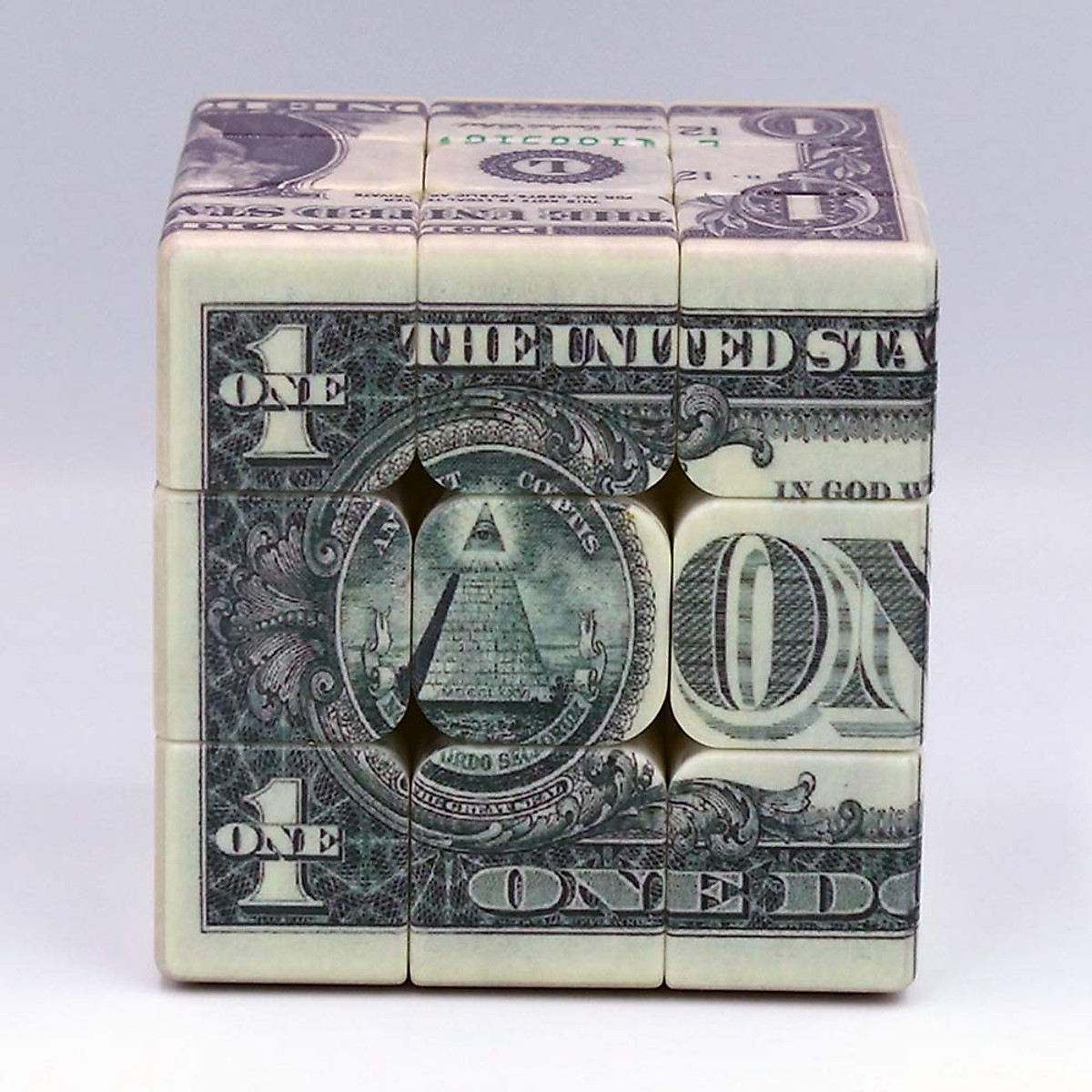 Speed Cube 3x3 One-Dollar Notes/Bill Back Pattern Magic Cube Puzzle,IQ Games Puzzles Relief Effect Kids Adult Toys,5.6cm/2.2"