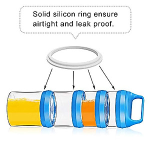 Dolibest stackable snack containers, Twist Lock Stackable Snack Jars, Stackable Containers Set for Storing Milk, Protein Powder, Snacks, Nuts, BPA Free, 4-Piece (Blue, 31oz)