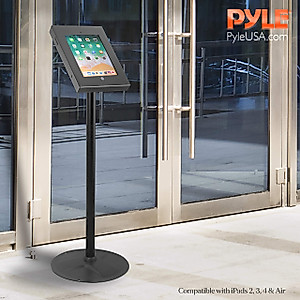 Pyle Anti-Theft Tablet Security Stand Kiosk - Heavy Duty Aluminum Metal Floor Standing Mount Tablet Case Holder Display w/ 37.80 Inch Pole Height, Designed for iPad 2 3 4 Air Tablets -PSPADLK45 Black