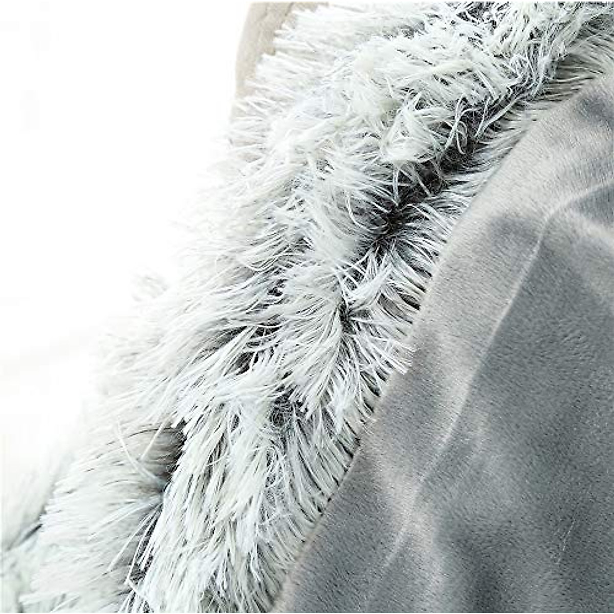 YOU SA Shaggy Longfur Faux Fur Throw Blanket, Microfiber Blanket for Couch Bed Chair Photo Props (Grey Based,63''x79'')