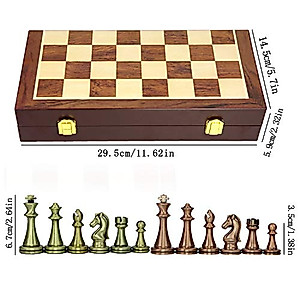 Auroal Chess Set, Large Metal Deluxe Chess, Chess Set for Adults Unique, Folding Wooden Chess Board, Educational Toys for Kids and Adults