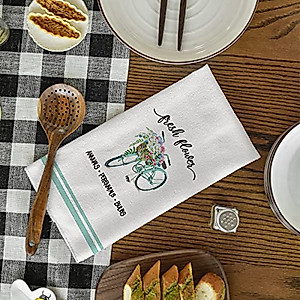 Artoid Mode Fresh Flowers Bicycle Fingertip Towel, Soft & Absorbent Seasonal Easter Household Hand Towel for Guests Gift Bathroom Kitchen Gym Hotel Decoration, 18x26 Inch