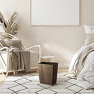 Trash Can Bedroom Wastebasket Wood Garbage Can with Metal Handle for Bathroom Office Trash can for Near Desk Bathroom Decorative