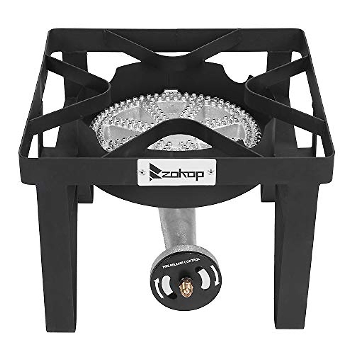 Vasitelan Propane Gas Burners for Outdoor Cooking, 200, 000 BTU Single Burner Outdoor Propane Gas Stove Cooker ,Adjustable Regulator for Camping,Turkey Fry,Backyard,Soup Boiling (Style 1)