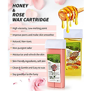 Roll On Wax for Women, Waxing Kit for Sensitive Skin, Rose & Honey Roll On Wax Kit for Larger Areas of the Body, Roller Waxing Kit Hair Removal, at Home Waxing Kit for Women and Men