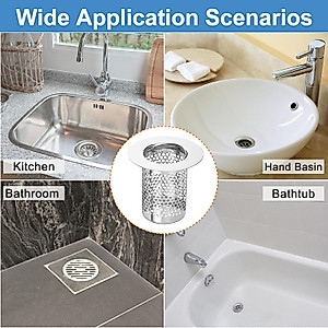 uxcell 2 Pack Shower Drain Strainer, 2" x 2.2" Stainless Steel Floor Drain Strainer Deep Sink Hair Catcher for Kitchen Bathroom Balcony Floor Drain, Fit Hole Size from 1.38" to 2.17"