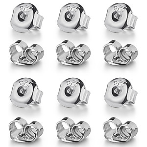 Earring Backs for Studs, Moconar 12PCS 925 Sterling Silver Earring Backs Replacements, Hypoallergenic Earring Backs Secure Ear Locking Pierced Earring Backs for Studs