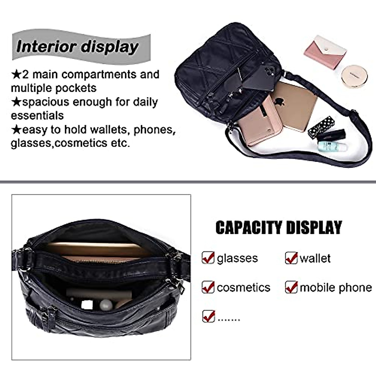 Mini Crossbody Bags for Women Leather Shoulder Purses Vegan women Cross body Bag Small Purse and Handbag Lightweight Ladies Pocketbook Blue