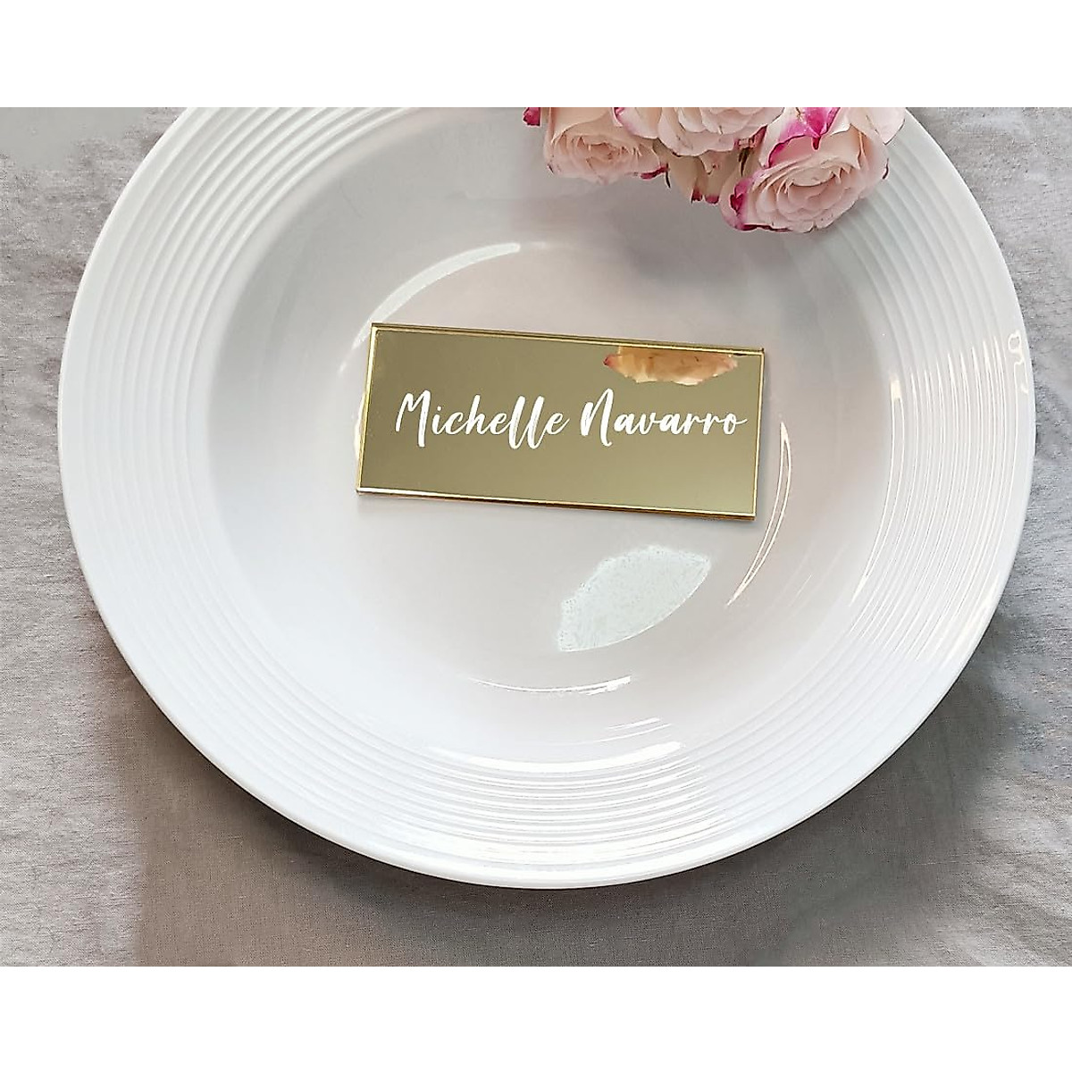 20ps of Gold Acrylic Mirror Rectangle Tag,Customzied Luxury Wedding Name Setting,Party Place Names Seating (Gold Mirror)