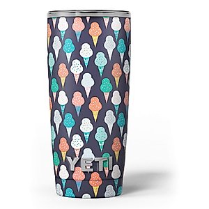 Design Skinz The All Over Teal and Green Ice Cream Cones - Skin Decal Vinyl Wrap Kit Compatible with The Yeti Rambler Cooler Tumbler Cups